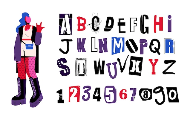 Vibrant Alphabet and Numeric Illustration with Stylized Character ...
