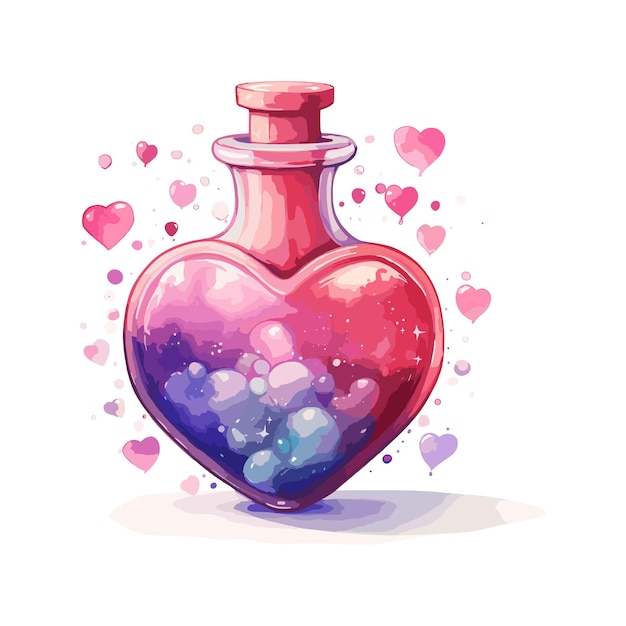 Enchanting Heart-Shaped Potion Bottle with Sparkling Hearts | Jiffy Designs
