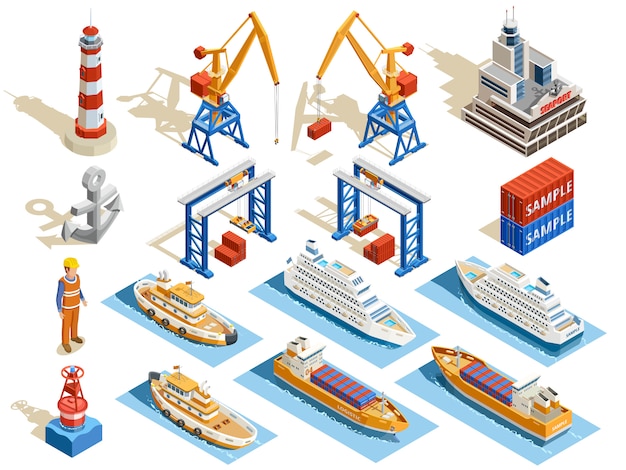 Isometric Construction and Maritime Illustrations Collection | Jiffy ...