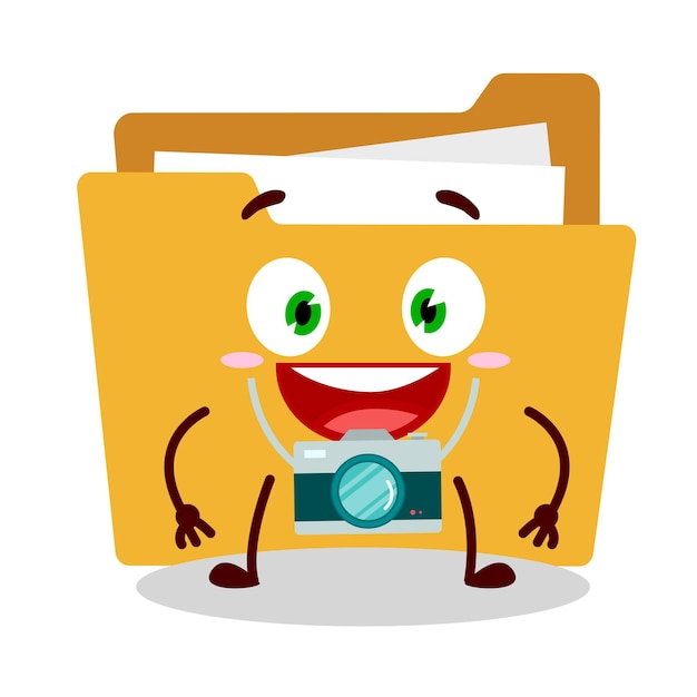 Cheerful Yellow Folder with Smiling Face and Camera | Jiffy Designs