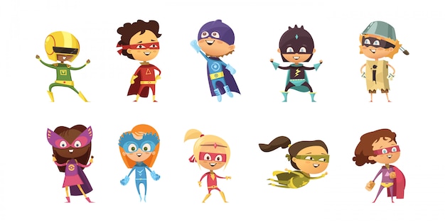 Vibrant Collection of Diverse Cartoon Superhero Characters | Jiffy Designs
