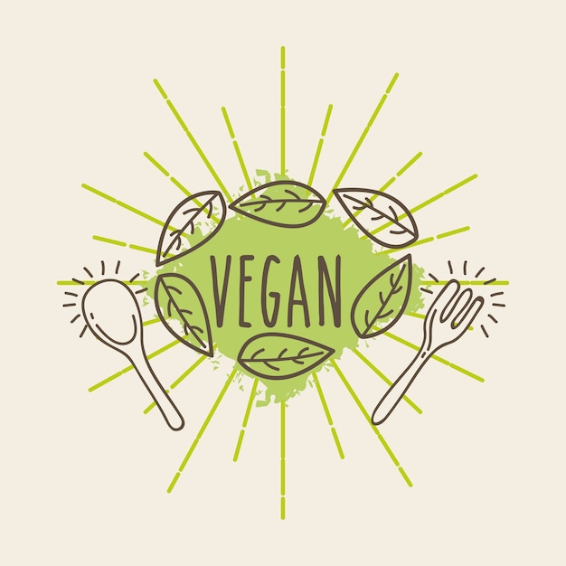 Vibrant Vegan Emblem with Radiant Leaves and Utensils | Jiffy Designs