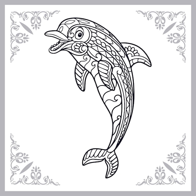 Intricate Dolphin Illustration with Ornate Floral Borders | Jiffy Designs