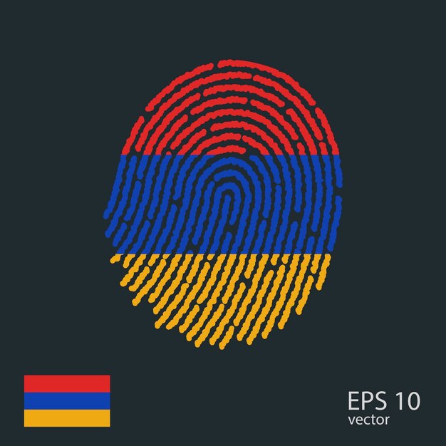 Vibrant Fingerprint Mosaic in Armenian Flag Colors | Jiffy Designs