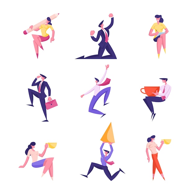 Diverse Collection of Stylized Figures Showcasing Dynamic Movements and ...