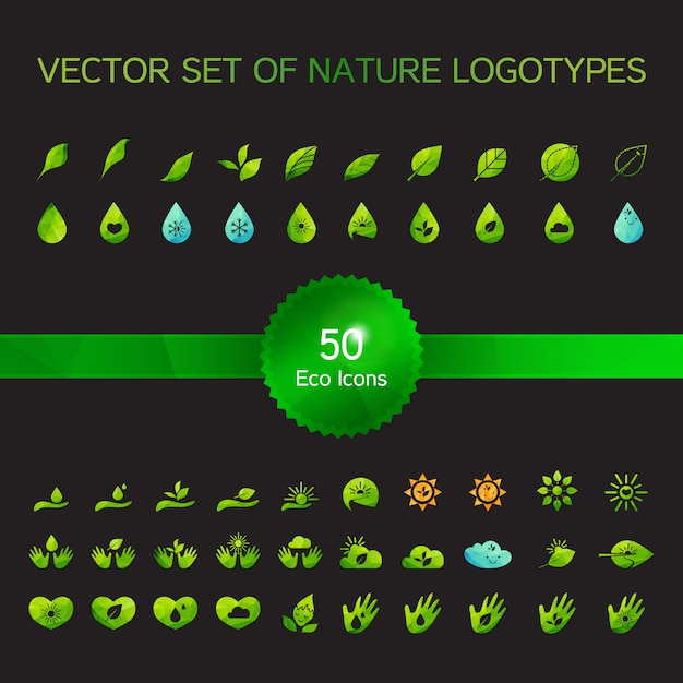 Vibrant Nature-Inspired Symbols and Icons for Eco-Friendly Design ...