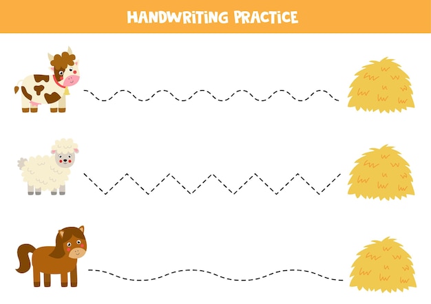 Adorable Farm Animals and Hay Bales Handwriting Practice | Jiffy Designs