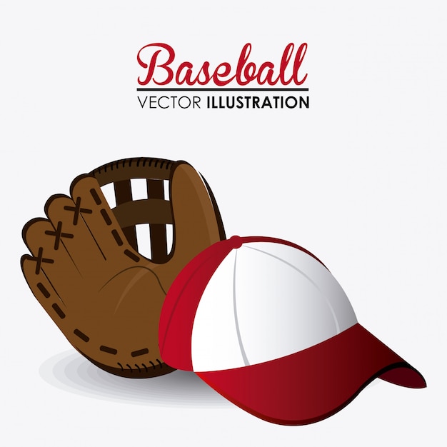 Iconic Baseball Gear: Cap, Glove, and Ball in Vibrant Design | Jiffy ...