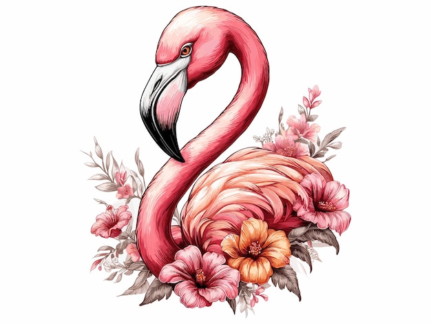 Vibrant Flamingo Surrounded by Blooming Floral Arrangement | Jiffy Designs