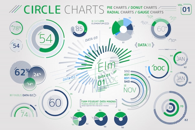 Diverse Collection of Circle-Based Infographic Elements and Data ...