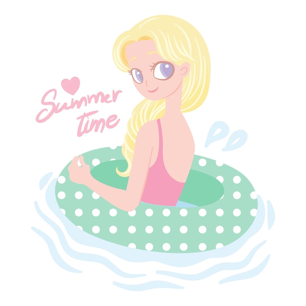 Cheerful Blonde Relaxing in Polka Dot Pool Float | Jiffy Designs
