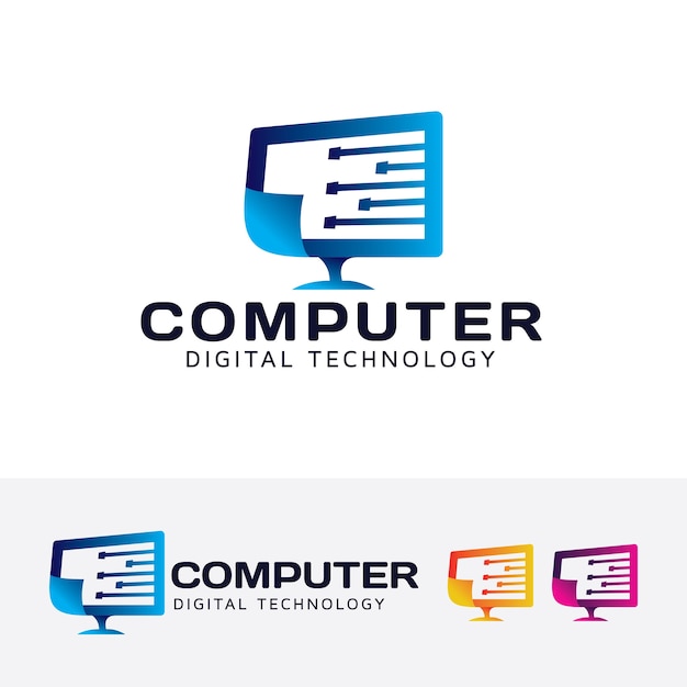 Dynamic Digital Connectivity: A Vibrant Computer Technology Logo ...