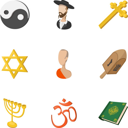 Religion Icons Set. Cartoon Illustration Of 9 Religion Vector Icons For ...