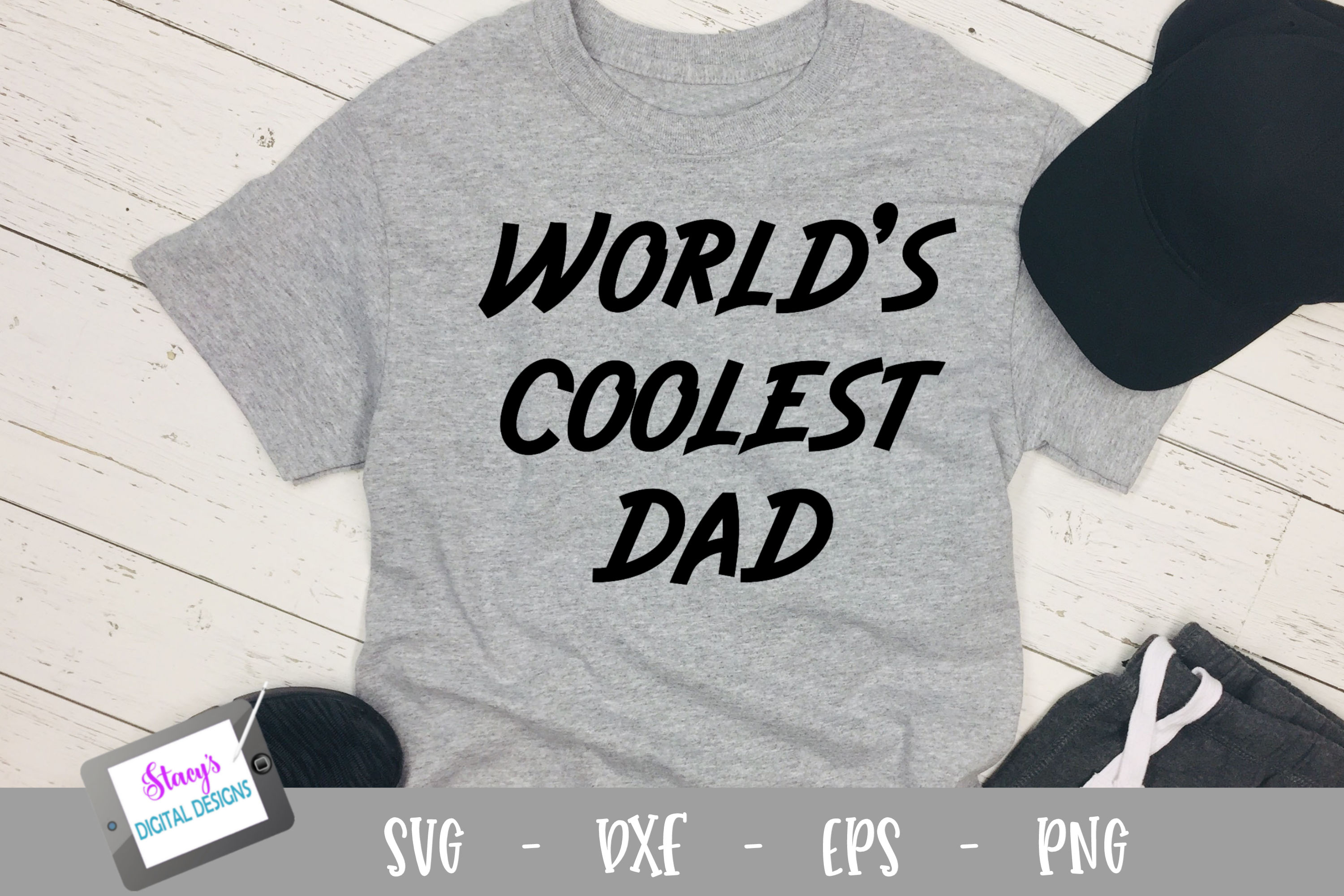 'World's Coolest Dad' Bold Black Typography with Dynamic Slanted ...