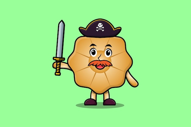 Swashbuckling Citrus Pirate Wields Sword on Green | Jiffy Designs