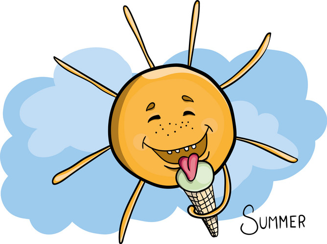 Hand Draw Summer Vector. Sun And Ice Cream | Jiffy Designs