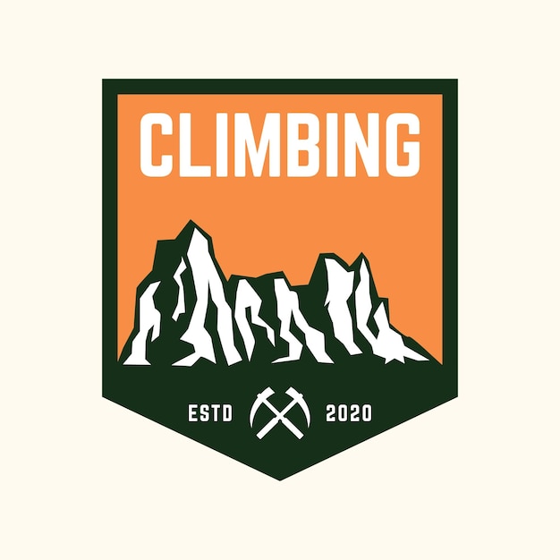 Rugged Climbing Adventure Badge with Mountainous Landscape | Jiffy Designs