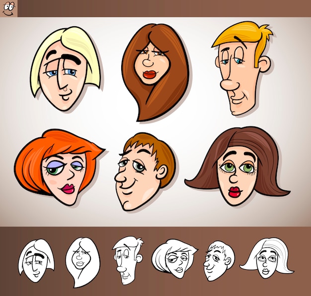 Diverse Collection of Stylized Human Face Illustrations | Jiffy Designs