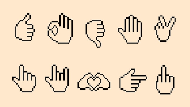 Expressive Pixel Art Hands: A Diverse Collection of Gestures | Jiffy ...
