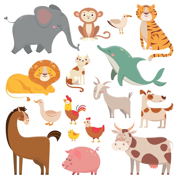 Charming Collection of Cartoon Animals in Warm Color Palette | Jiffy ...