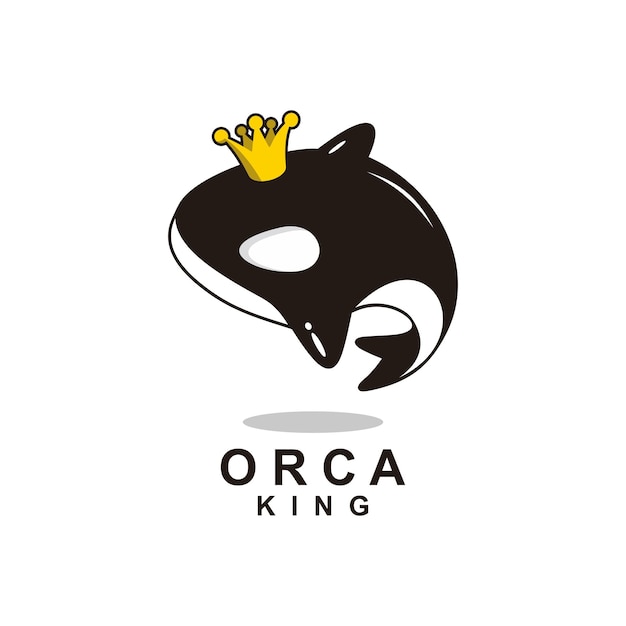 Majestic Orca King: Crowned Killer Whale Emblem | Jiffy Designs