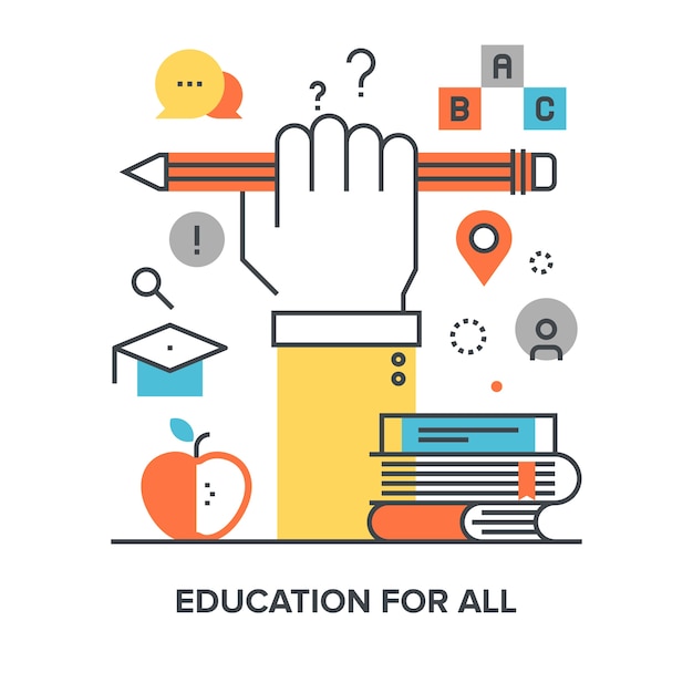 Education for All - Illustrated Learning Concept with Icons | Jiffy Designs