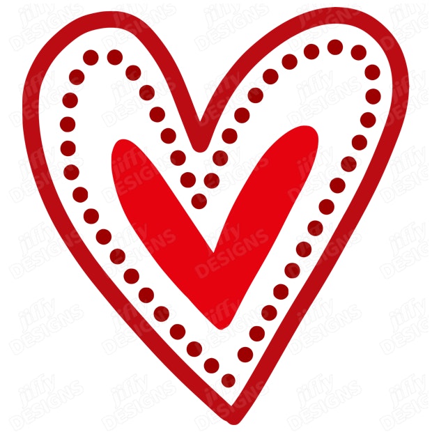 Dotted Heart Outline Bold Red Stylized Love Symbol | Jiffy Designs