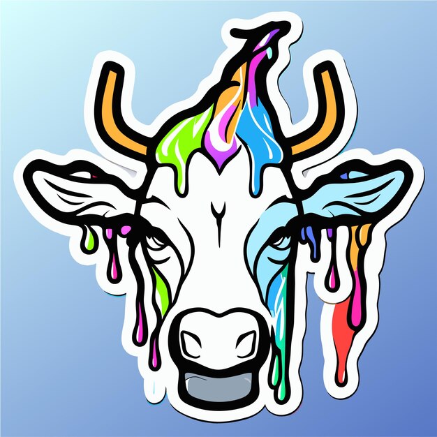 Vibrant Dripping Cow Face Illustration | Jiffy Designs