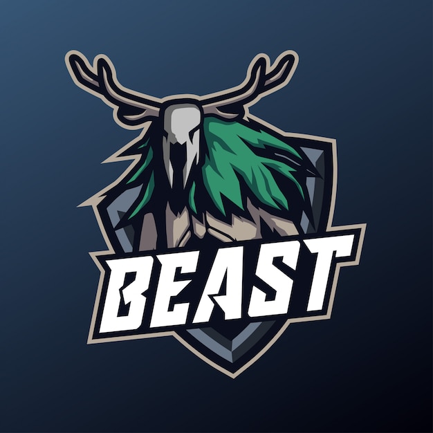 Fierce and Powerful Beast Emblem with Vibrant Antlers | Jiffy Designs