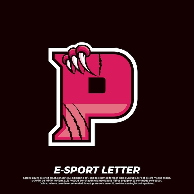 Powerful Pink Esports Letter P with Claw | Jiffy Designs