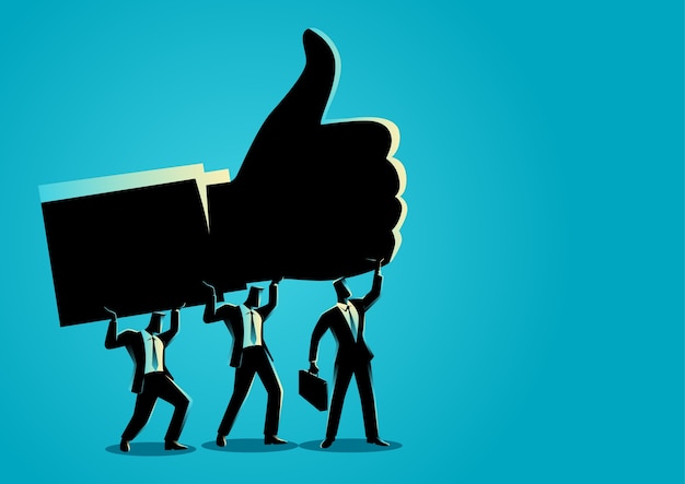 Teamwork Thumbs Up Silhouette Against Vibrant Blue Background | Jiffy ...