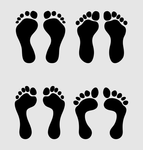 Black Prints Of Human Feet, Vector Illustration | Jiffy Designs