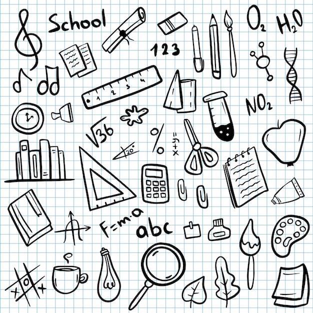 Whimsical Classroom Doodles: A Playful Assortment of School Supplies ...