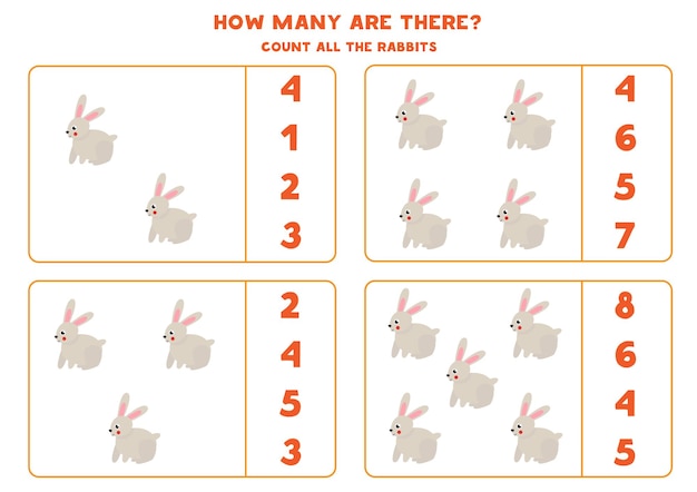 Counting Cute Cartoon Rabbits in Assorted Poses | Jiffy Designs