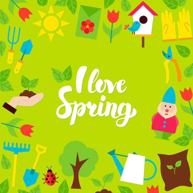 Vibrant Spring Season Illustration with Colorful Nature Elements ...