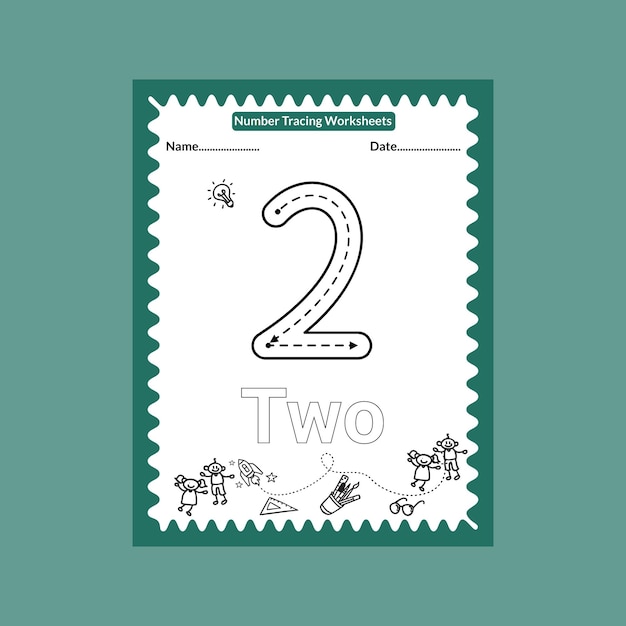 Whimsical Number Two Coloring Worksheet for Kids | Jiffy Designs