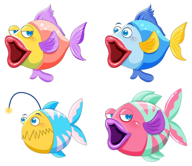 Vibrant Collection of Whimsical Cartoon Fish Characters | Jiffy Designs