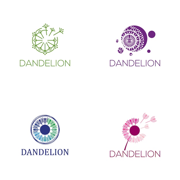 Diverse Dandelion Emblem Collection with Vibrant Color Schemes | Jiffy ...