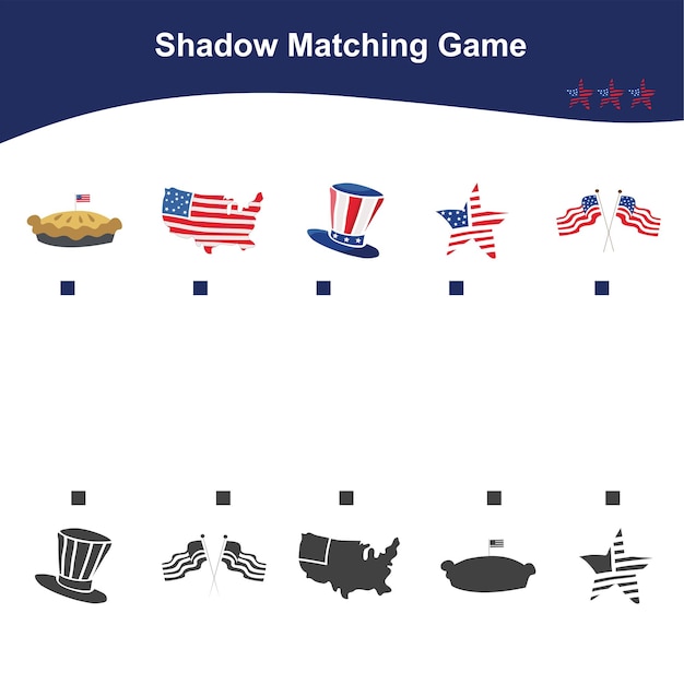 Patriotic Shadow Matching Game with American Symbols | Jiffy Designs