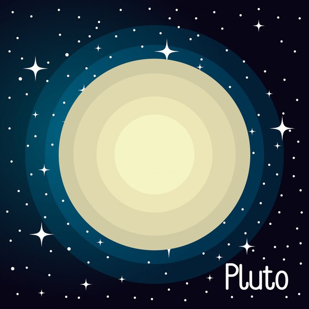 Luminous Pluto Planet Illustration Against Starry Night Sky | Jiffy Designs