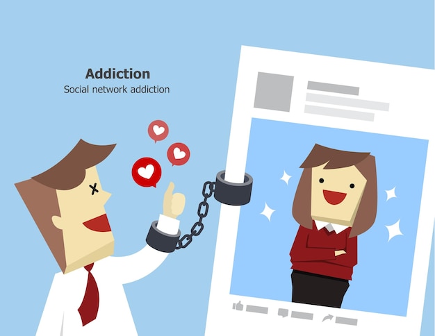 Captivating Social Media Addiction Illustration with Vibrant Characters ...