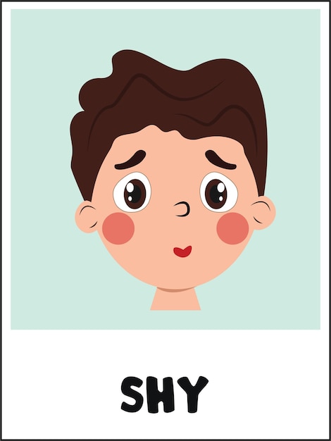 Adorable Cartoon Boy with Shy Expression and Rosy Cheeks | Jiffy Designs