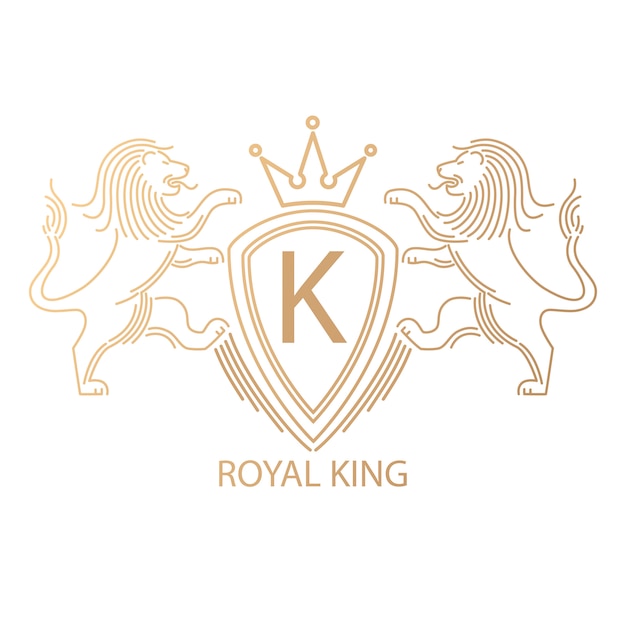 Majestic Royal King Crest with Regal Lions and Crown | Jiffy Designs