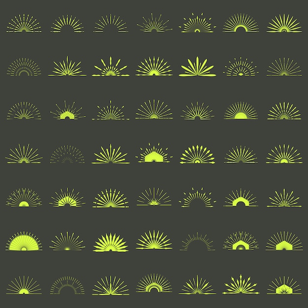 Vibrant Sunburst Patterns: Radiant Celestial Designs on Dark Background ...
