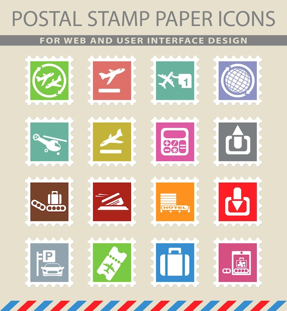 Diverse Postal Stamp Icons for Web and Interface Design | Jiffy Designs