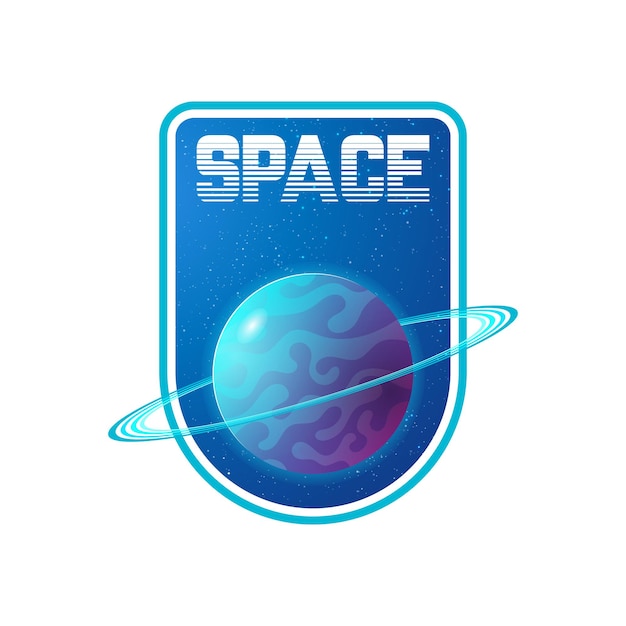Vibrant Space Emblem with Orbiting Planet and Retro Text | Jiffy Designs