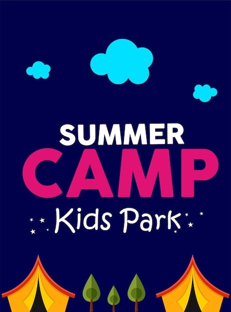 Vibrant Summer Camp Invitation with Playful Clouds and Tents | Jiffy ...