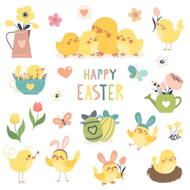 Cheerful Easter Chicks and Bunnies Illustration Collection | Jiffy Designs
