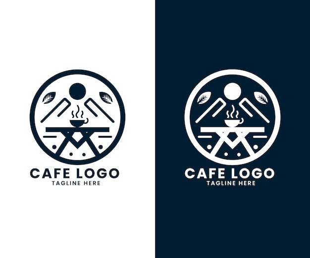 Minimalist Cafe Logo with Geometric Shapes and Utensils | Jiffy Designs