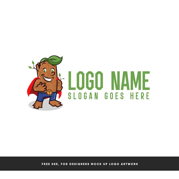 Cheerful Mascot with Leaves and Slogan Logo Design | Jiffy Designs